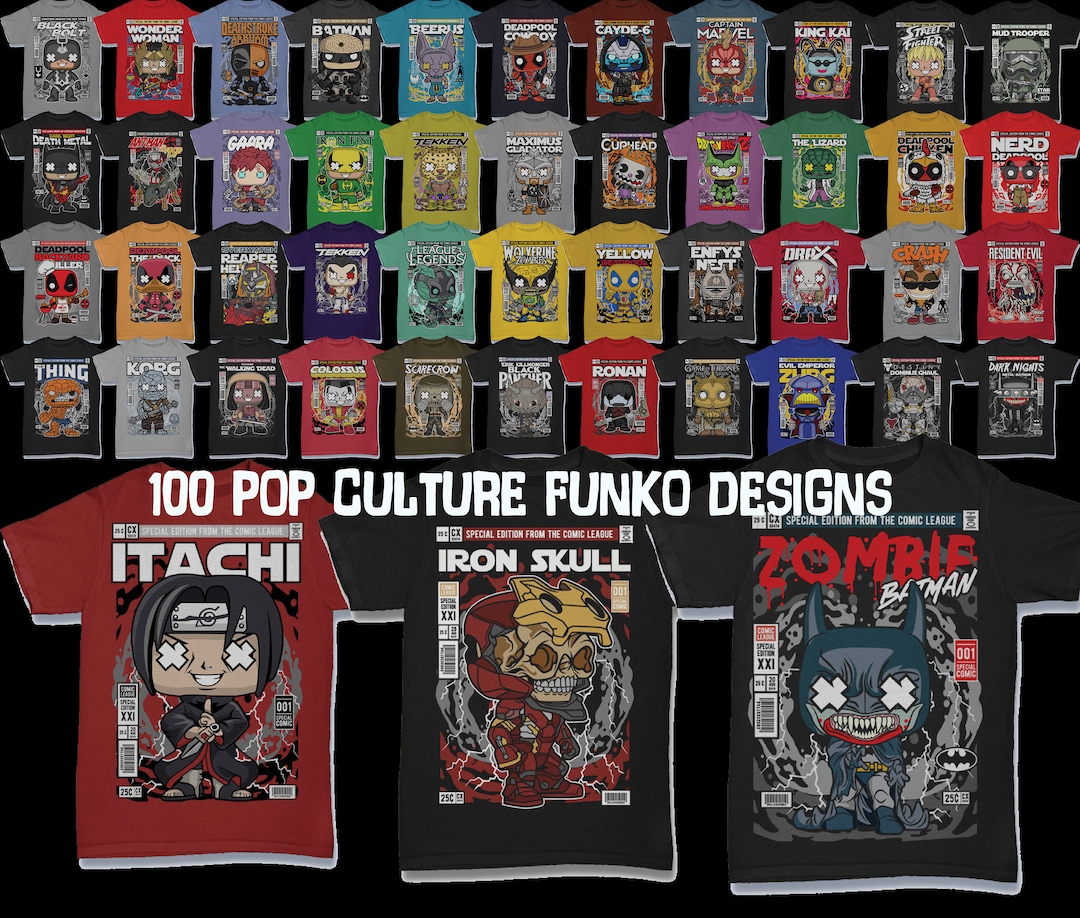 100 Pop Culture Funko Designs, Sublimation, DTF, DTG, Png, Cartoon ...
