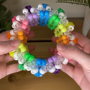 Small Rotating Rainbow Star Kandi Cuff | Made to Order | - Etsy