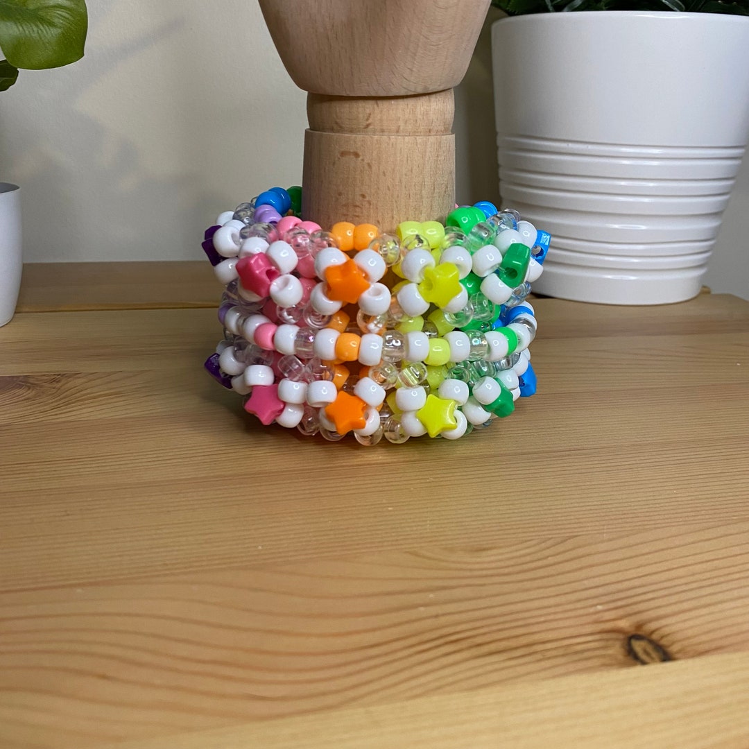 Small Rotating Rainbow Star Kandi Cuff | Made to Order | - Etsy