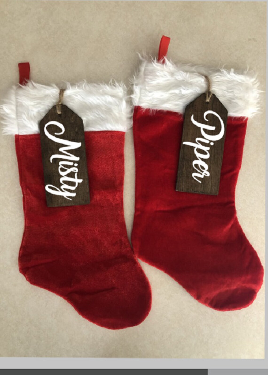 Personalized Christmas Stocking Wood Gift Tag Sign Hanging | Etsy