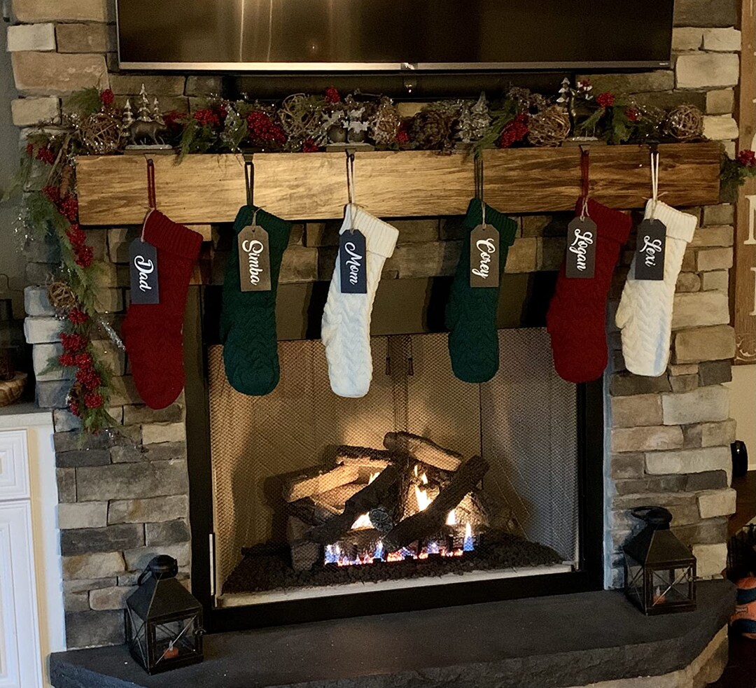 Personalized Christmas Stocking Wood Gift Tag Sign Hanging Name Tag ...