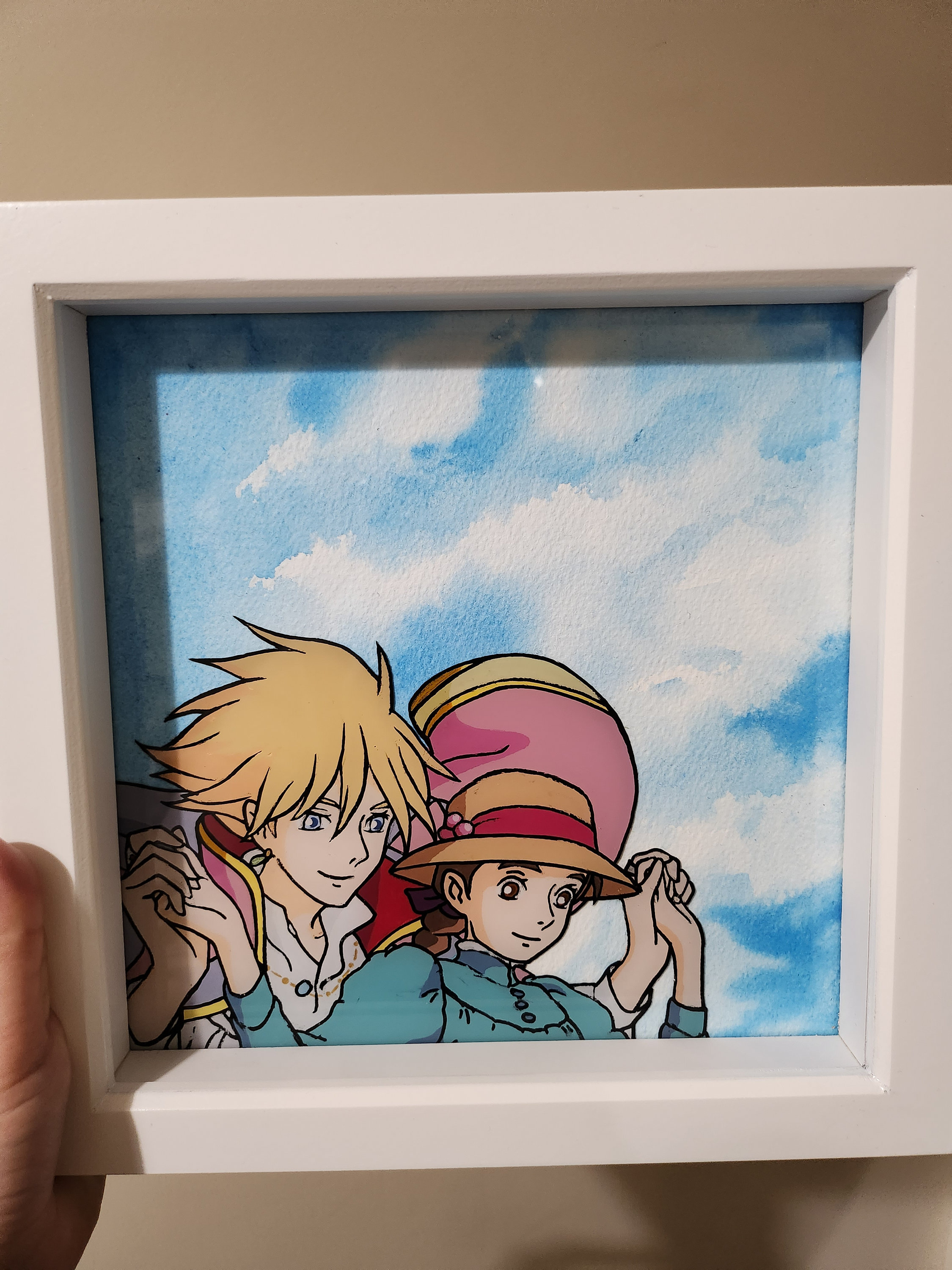 Hand Painted Howl's Moving Castle Glass Painting: Studio Ghibli Anime ...