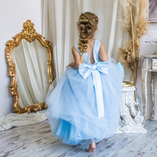 Dusty Blue Flower Girl Dress - Etsy