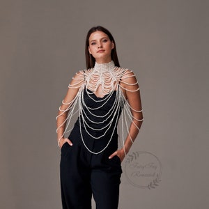 Pearl Harness, Pearl Body Chain With Sleeves, Bridal Body Jewelry ...