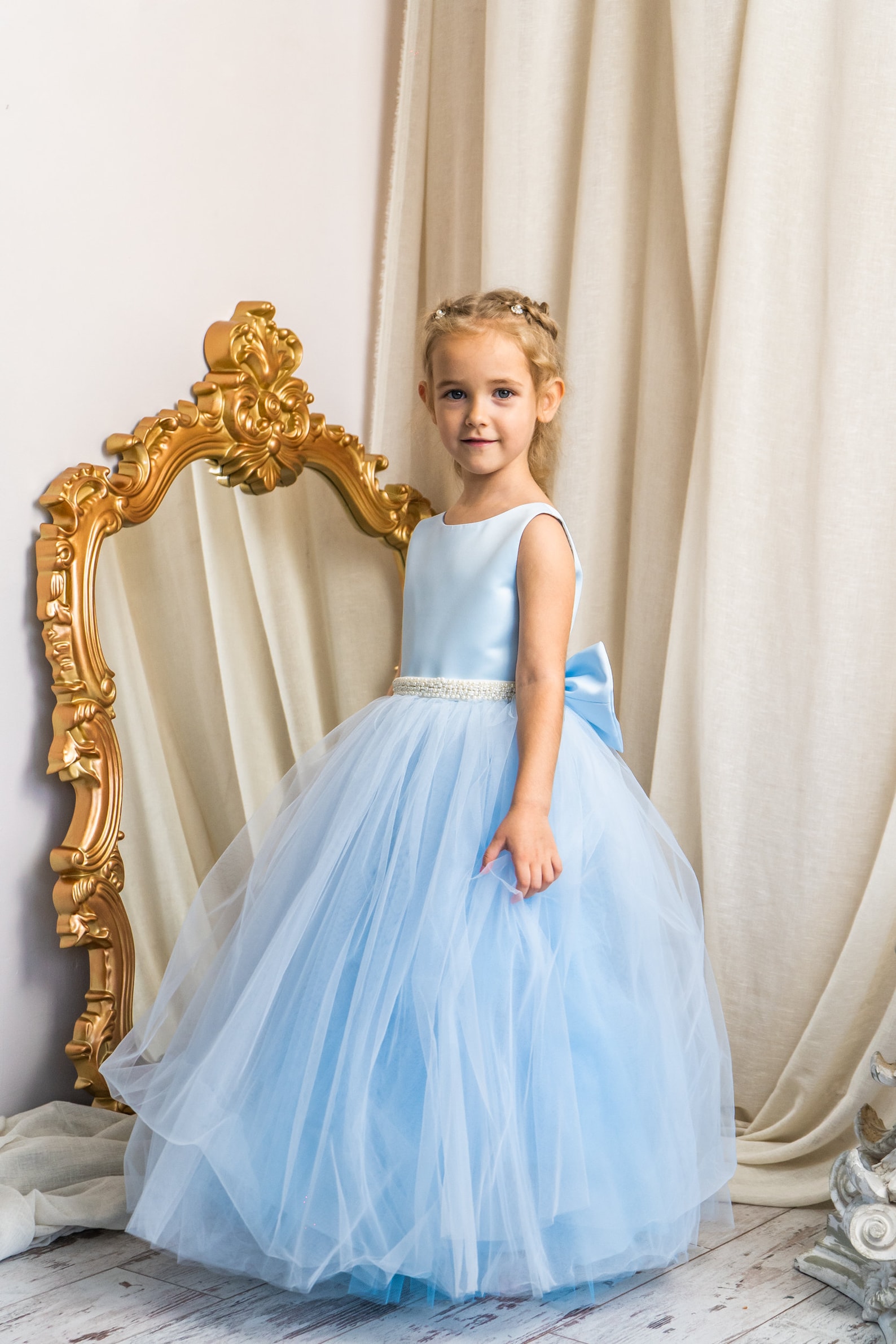 Blue Flower Girl Dress Birthday Girl Dress Toddler Flower - Etsy