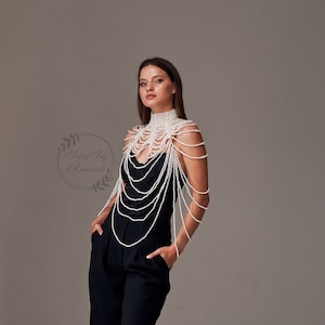 Pearl Harness, Pearl Body Chain With Sleeves, Bridal Body Jewelry ...