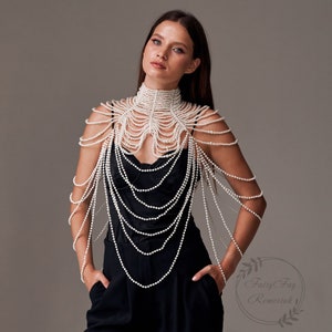 Pearl Harness, Pearl Body Chain With Sleeves, Bridal Body Jewelry ...