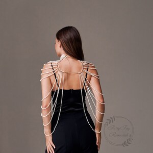 Pearl Harness, Pearl Body Chain With Sleeves, Bridal Body Jewelry ...
