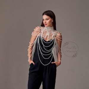 Pearl Harness, Pearl Body Chain With Sleeves, Bridal Body Jewelry ...