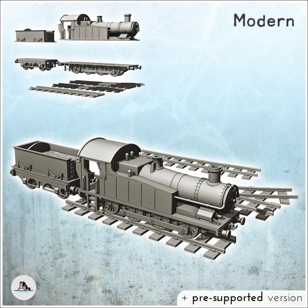 Steam Locomotive With Coal Cars and Rail Set (4) - STL 3D Printing ...