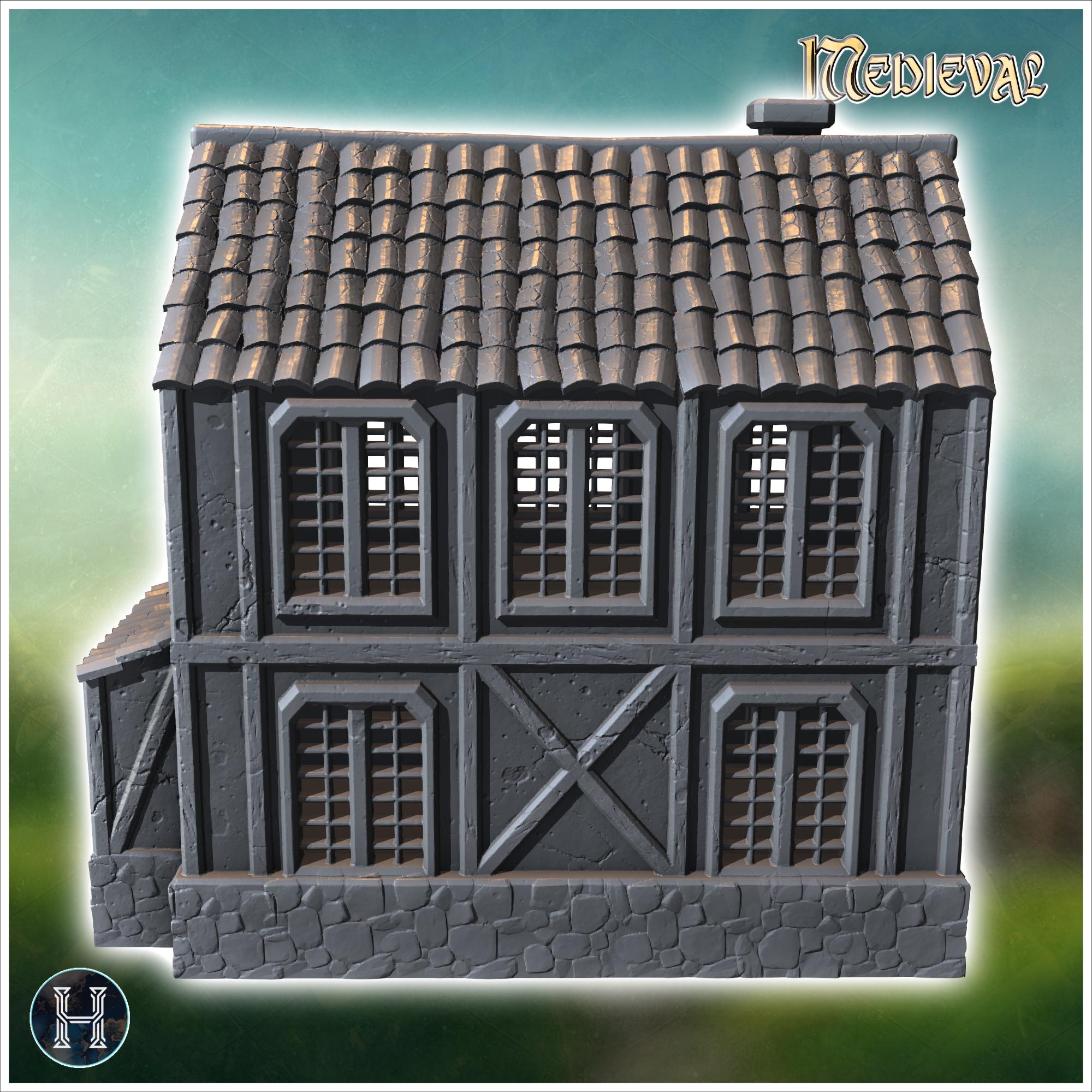 Medieval Bank Building With a Stone Base, Wooden Upper Floors, and a ...