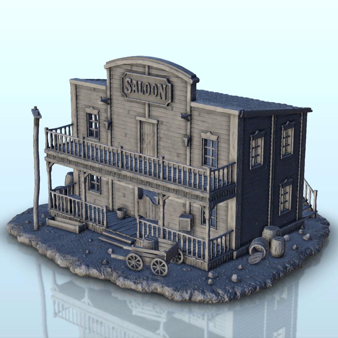 Saloon With Two Floors and Double Terraces (18) - Wild West STL 3D ...