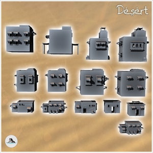 Large Set of Fourteen Flat-roofed Desert Buildings (7) - STL 3D ...