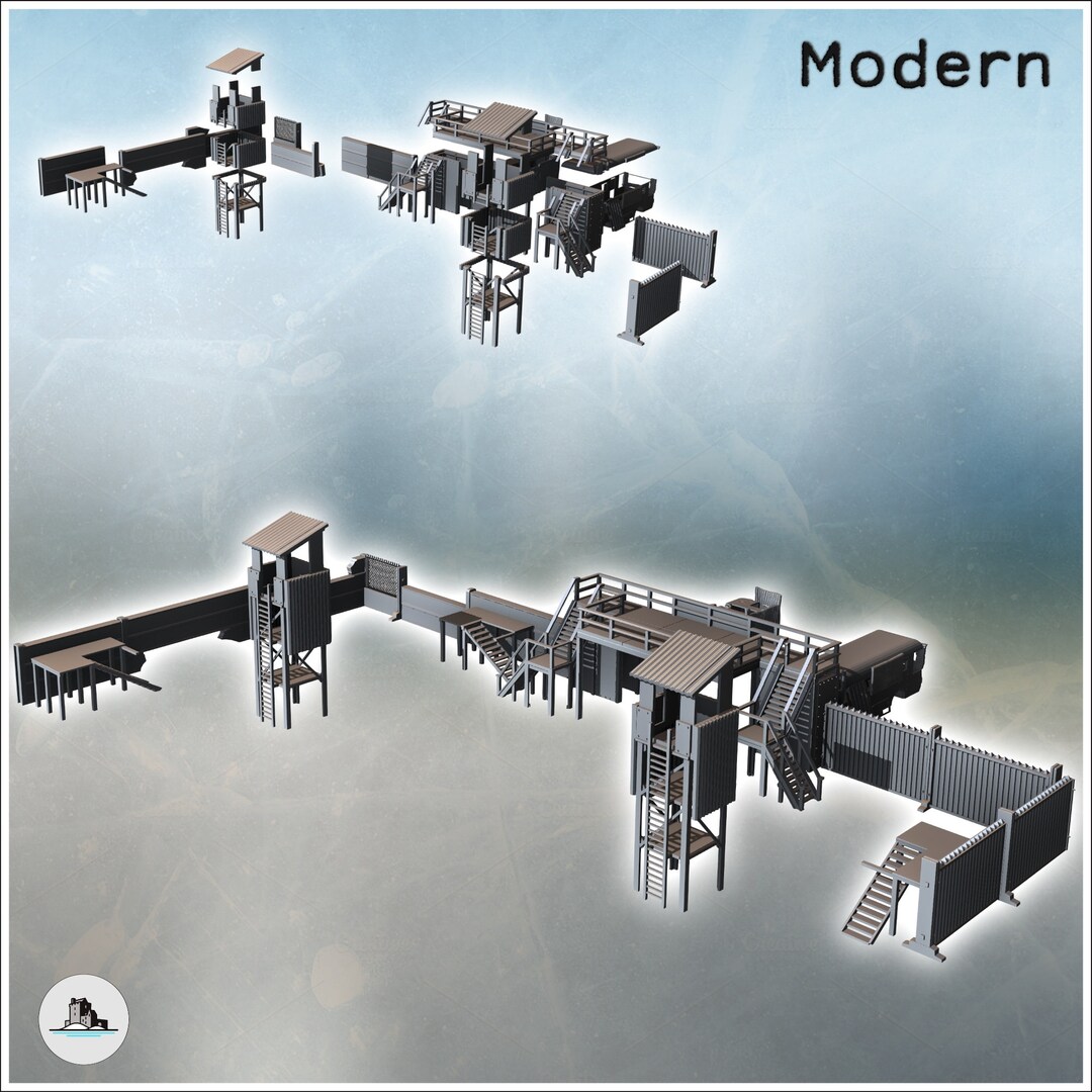 Set of Post-apocalyptic Modern Fortifications With Meta - STL 3D ...