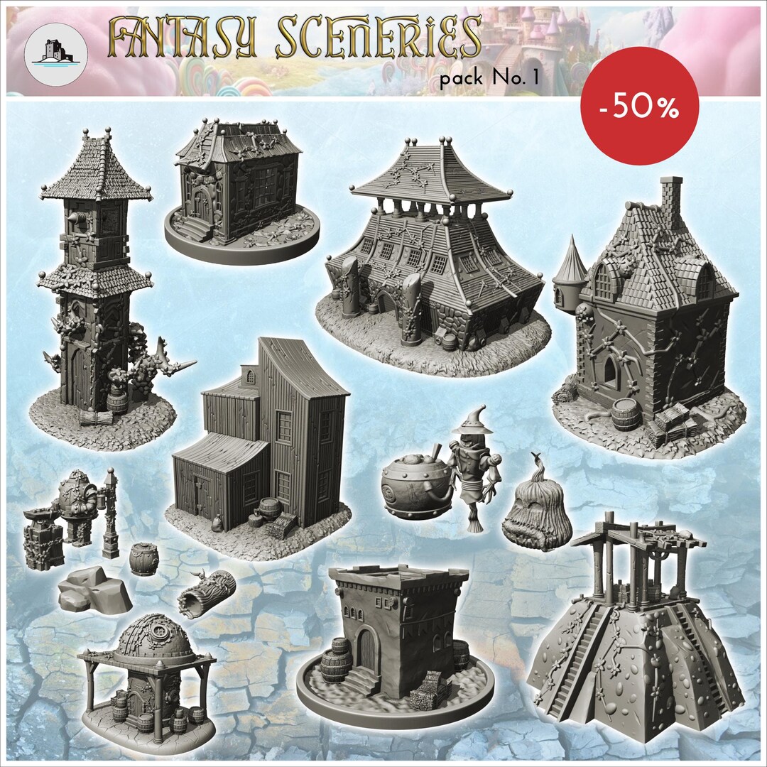 Fantasy Sceneries Pack No. 1 - STL 3D Printing Printer Model Sla Fdm ...