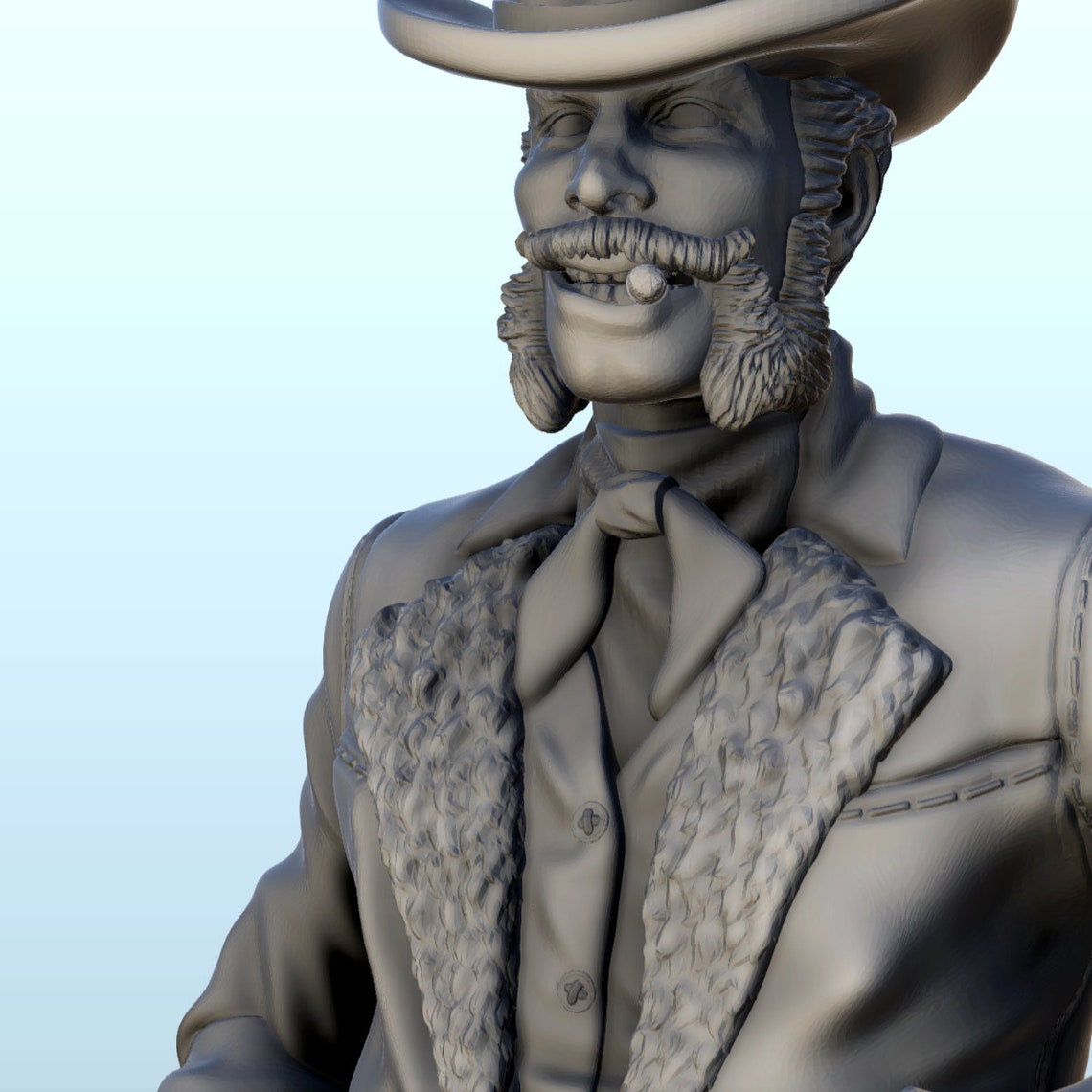 Bandit With Moustache, Rifle and Furry Pants (9) - Wild West STL 3D ...