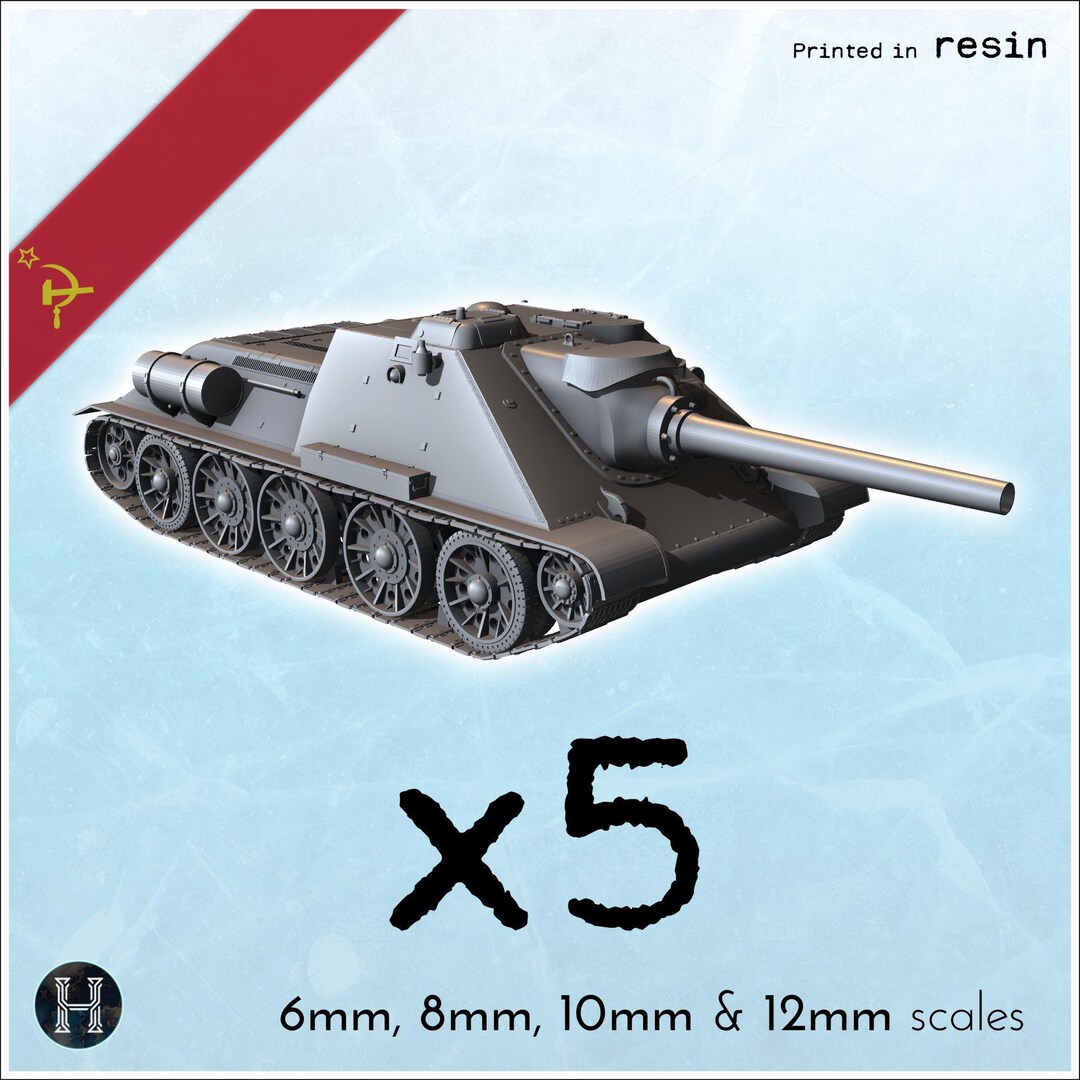 SU-122M Assault Gun X5 Resin-printed 6mm 8mm 10mm 12mm WW2 USSR Axis ...