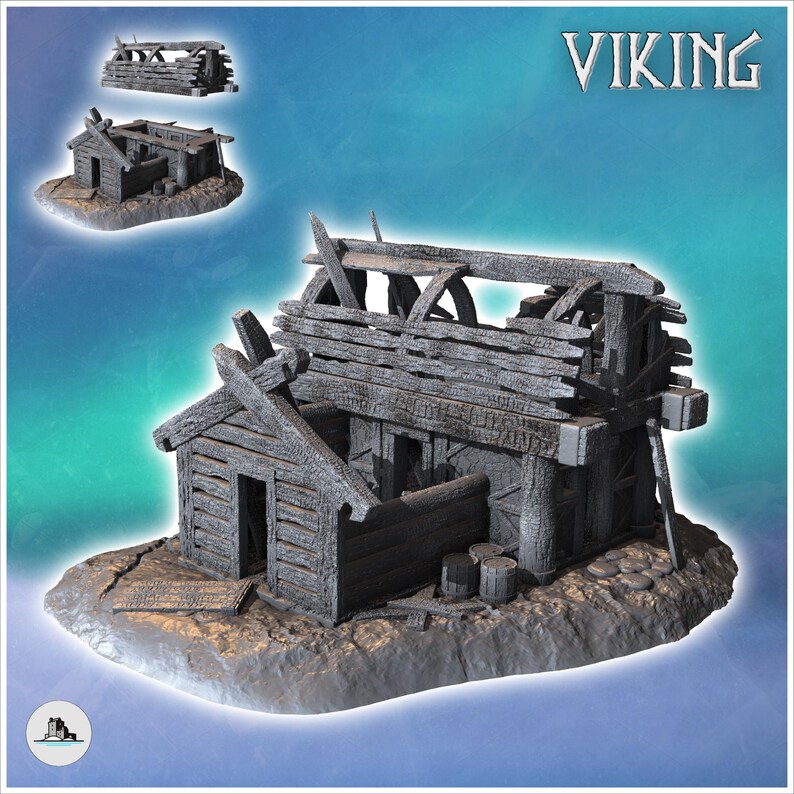 Ruin of a Viking Wooden Building With Rounded Roof and Destroyed Door ...
