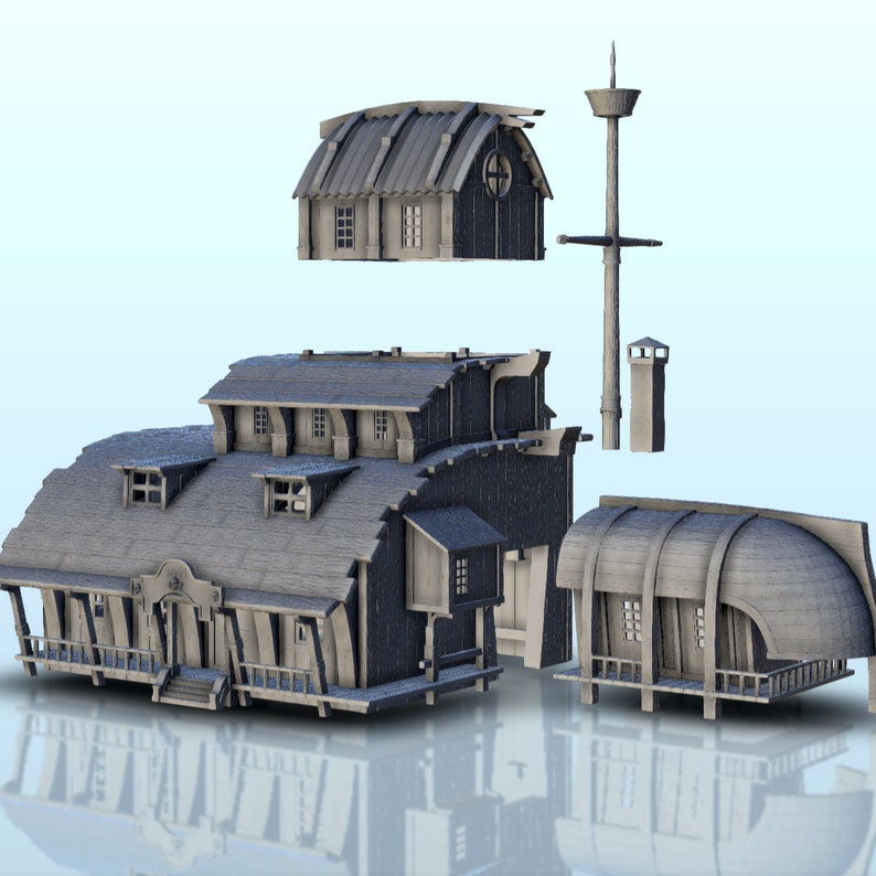 Large Medieval Wooden Pirate Building With Mast and Floor 8 - Etsy