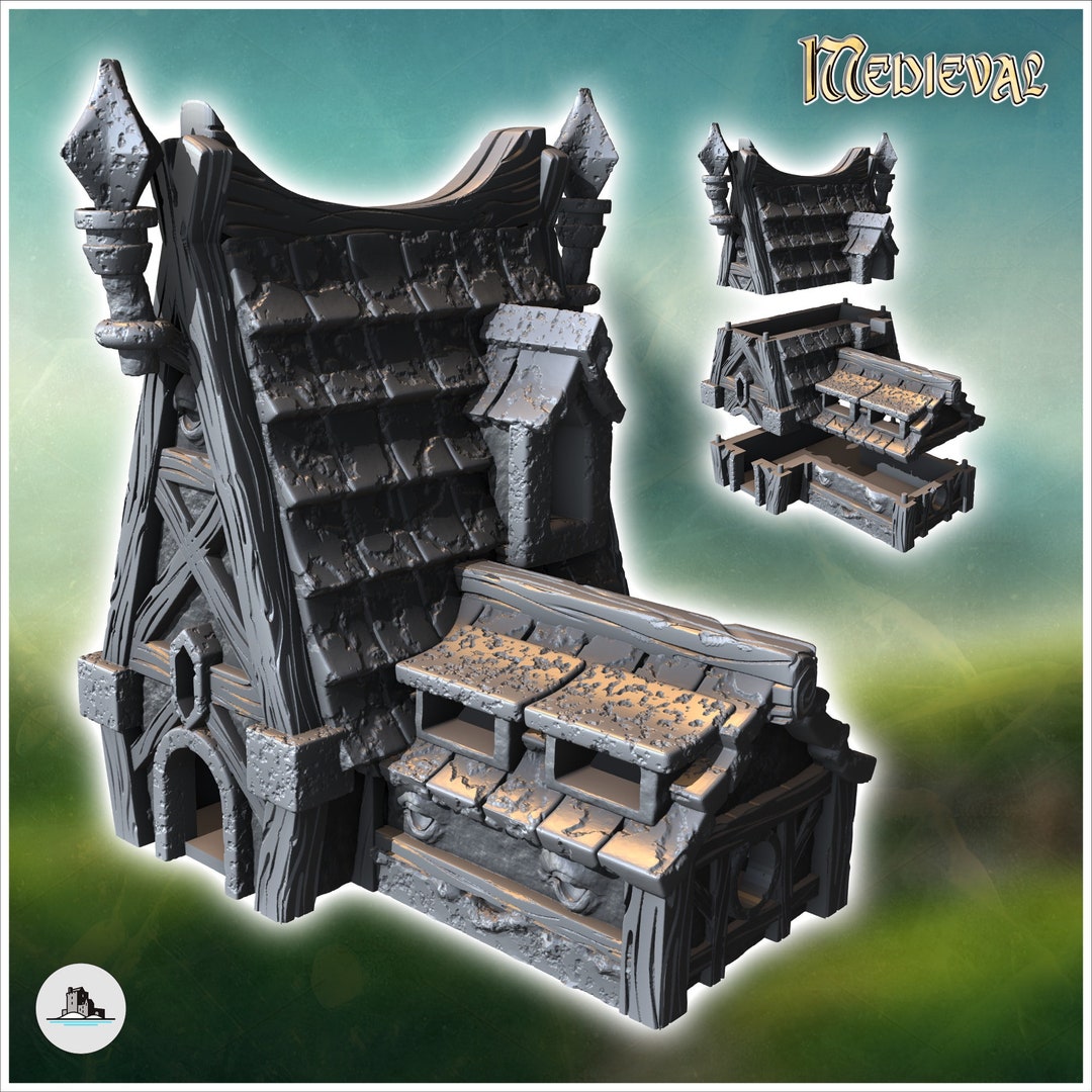 Medieval Building With Large Penete Roof and Annex (4 - STL 3D Print ...