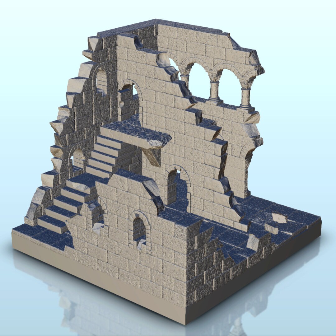 Ruin of Old Citadel With Columns and Stair (10) - STL 3D Print Dark ...