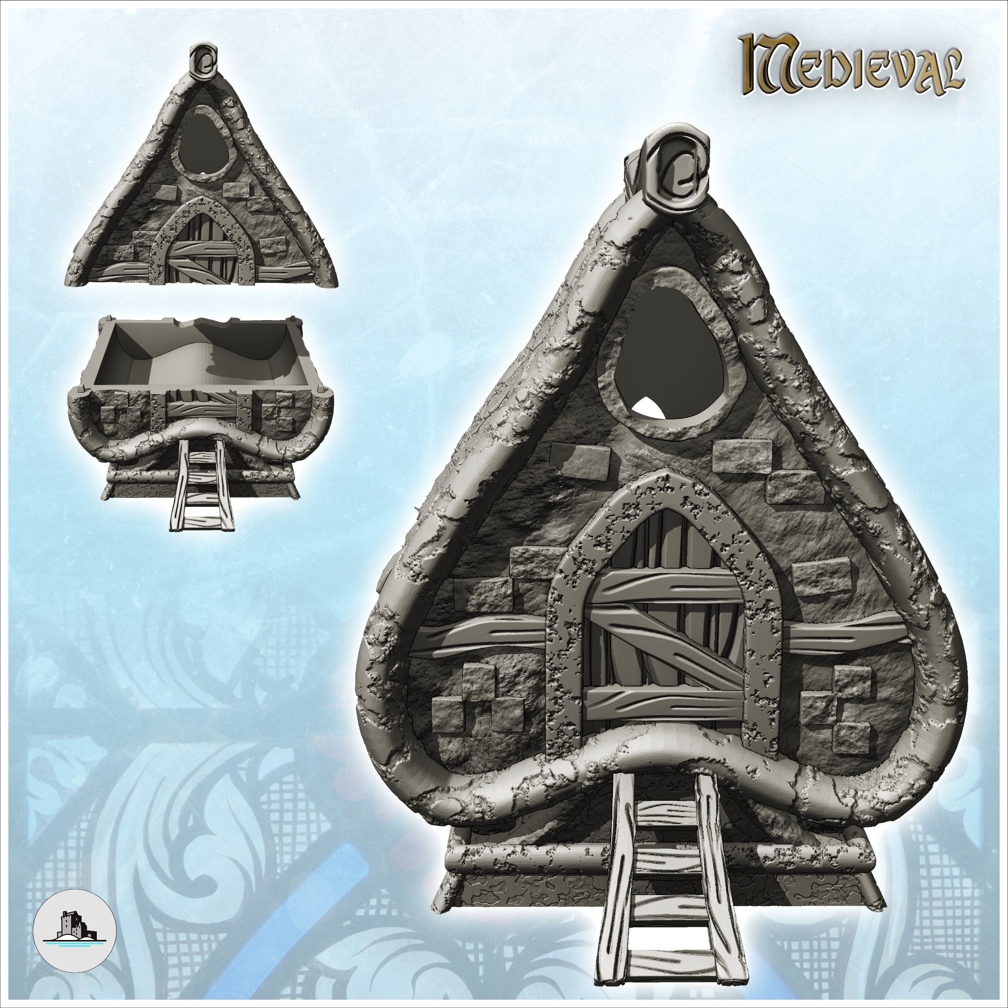 Medieval House With Rounded Roof - STL 3D Print Dark Gothic Feudal Old ...
