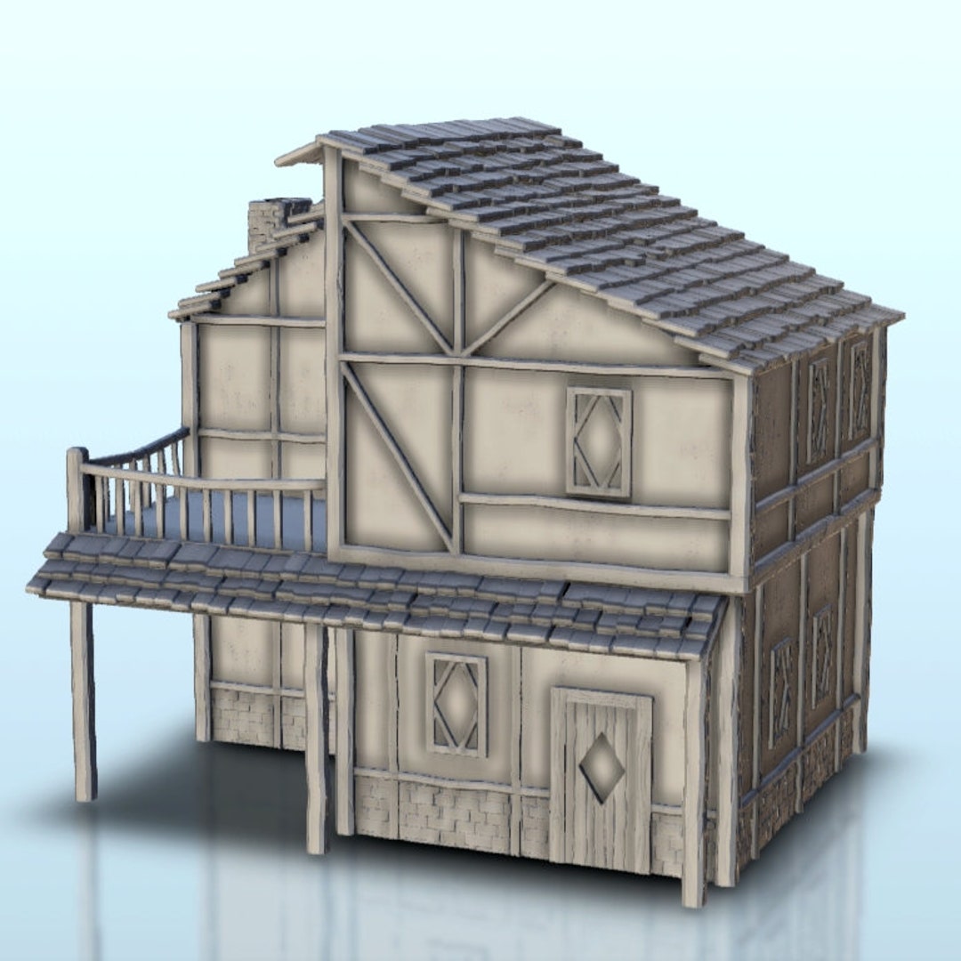 Medieval House With Terrace and Timbering 3 - STL 3D Print Dark Gothic ...