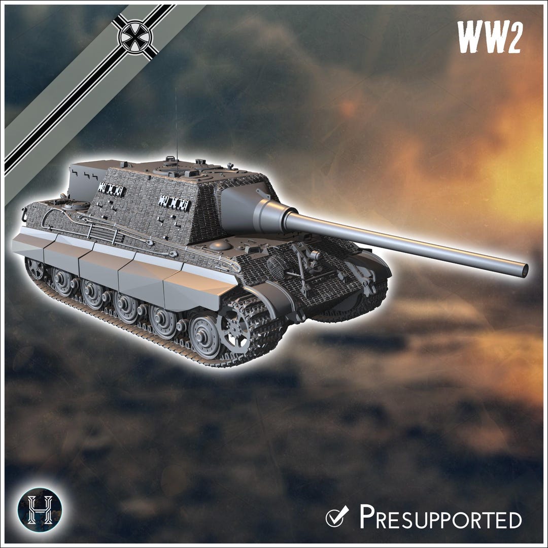 Jagdpanzer VI Jagdtiger 128mm Pak L/66 STL 3D Printing Ww2 Wwii Front ...