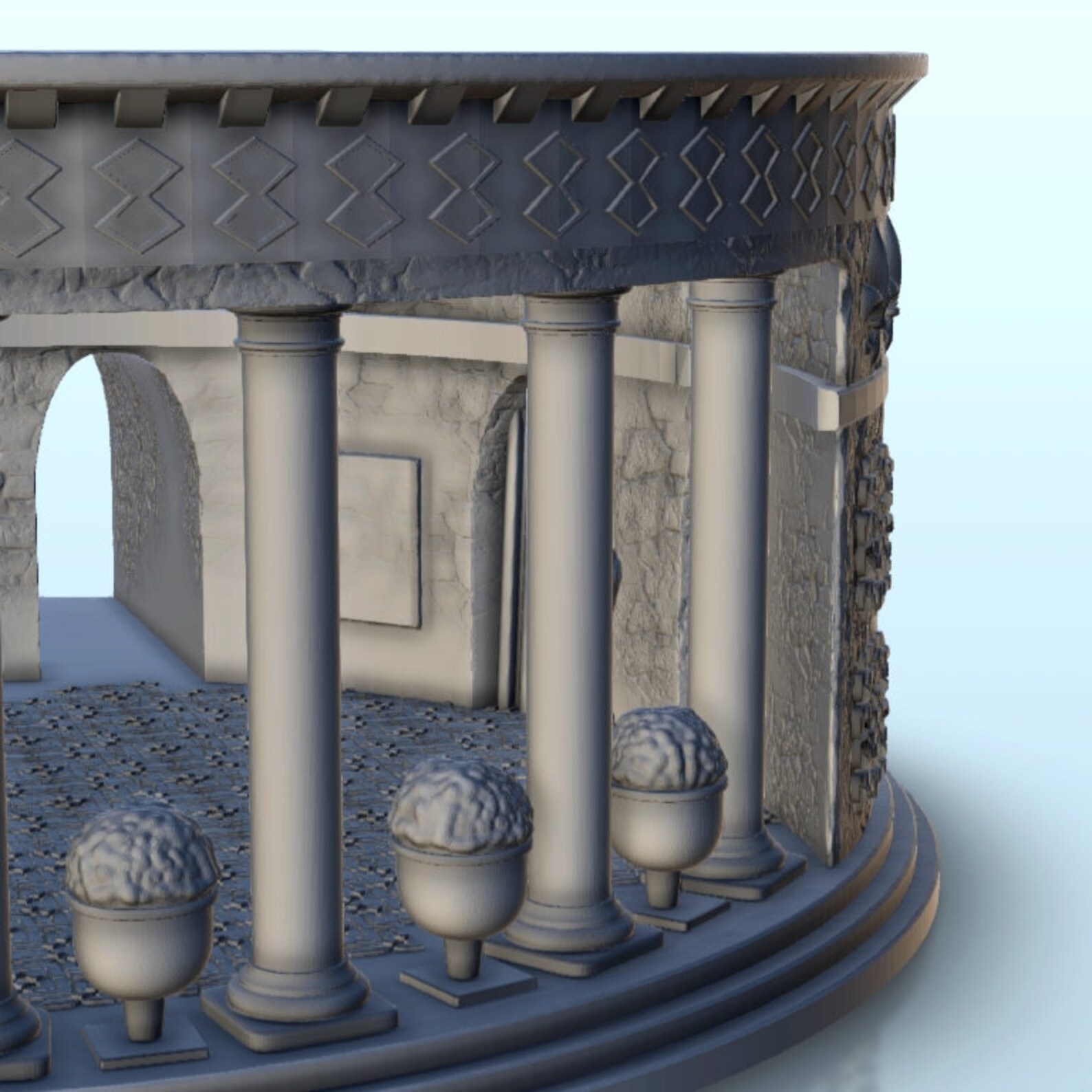 Rounded Atrium 19 STL 3D Model Printing Ancient Classic Old Archaic ...