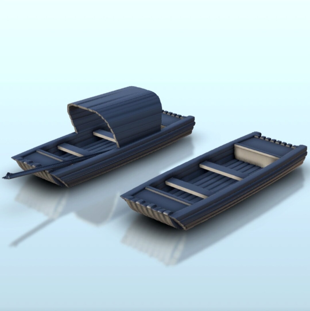 Set of Two Wooden Boats 2 - STL 3D Printing Asian Japan Pacific Terrain ...