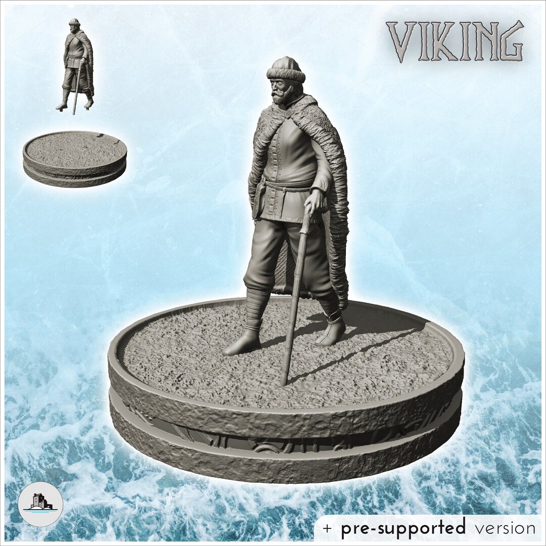 Viking Aristocrat With Beast Skin Cloak and Cane 14 STL 3D Printing FDM ...