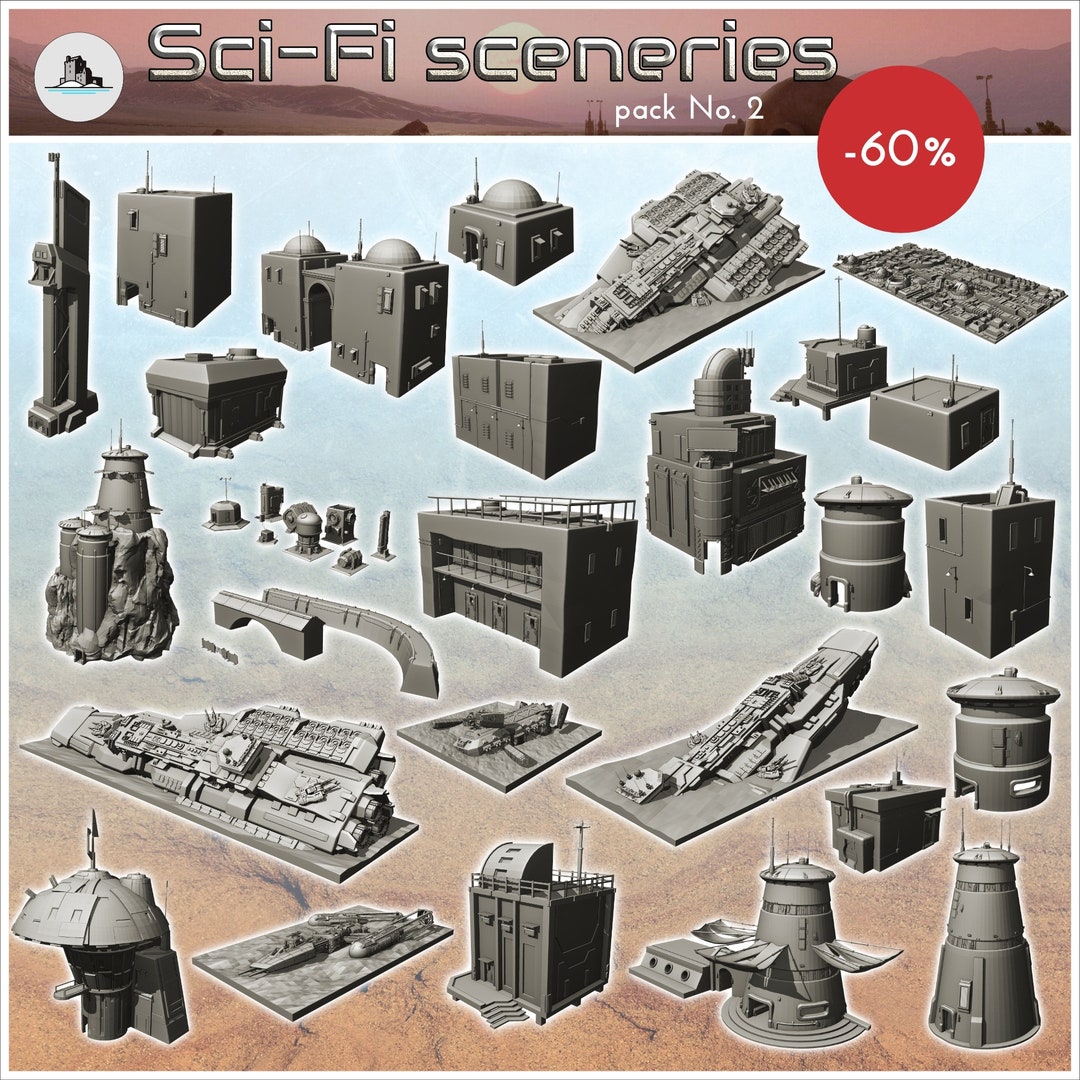 Sci-fi Sceneries Pack No. 2 - STL 3D Printing Post-apo Apocalypse SF ...