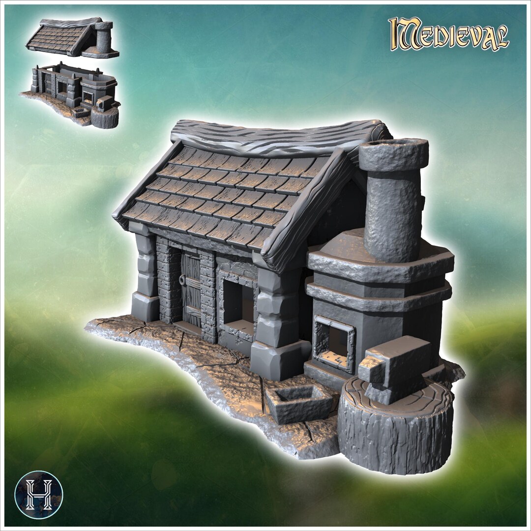 Medieval House With Chimney in Roof and Annex With Side Window 11 STL ...