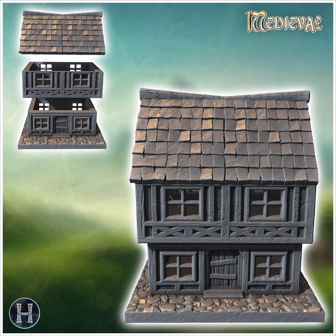 Two-story Medieval House With Timber Framing, Small Windows, and ...