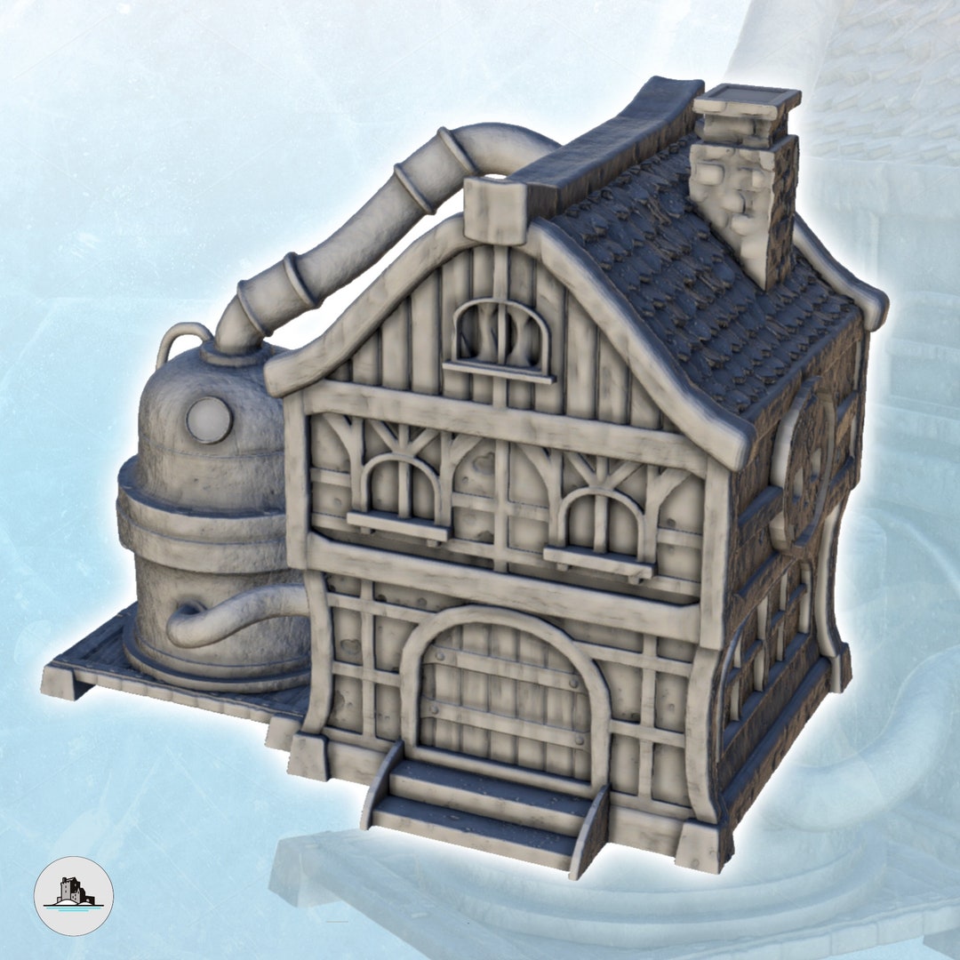 Fantasy Alchemist House With Cistern and Pipes (7) - STL 3D Printing ...