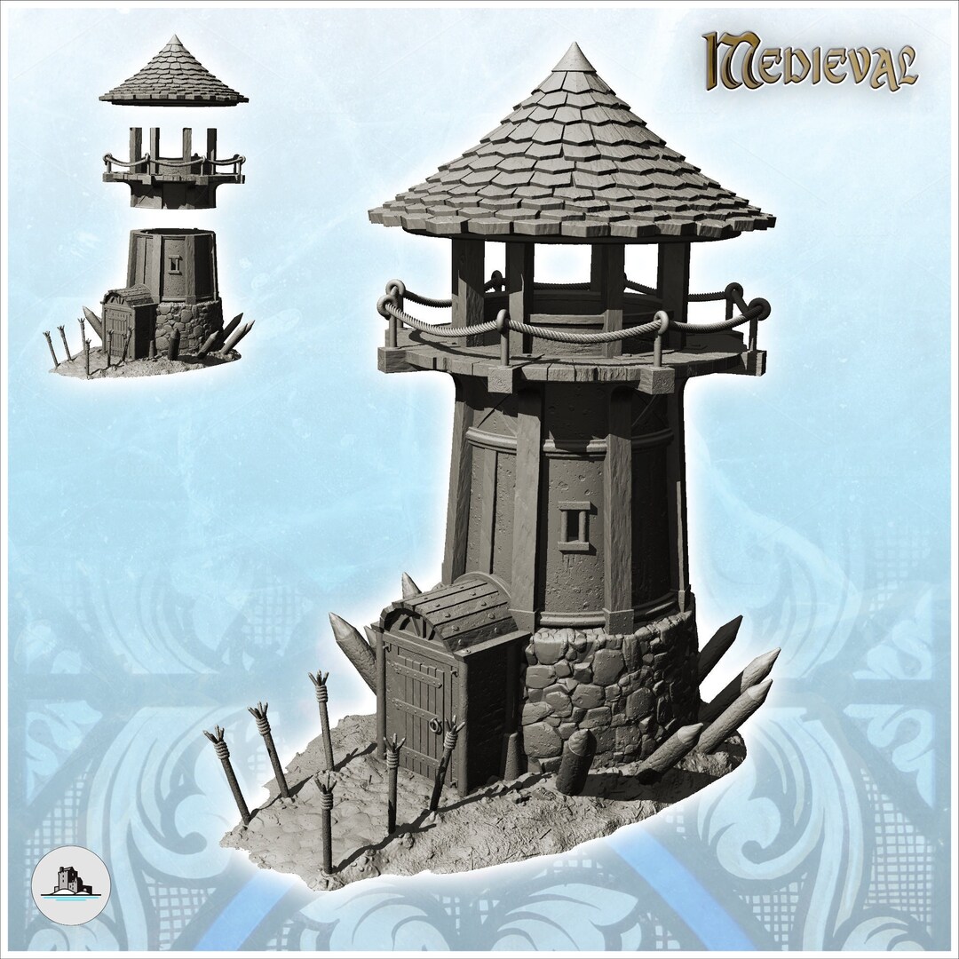 Watchtower With Walkway and Access Door (5) - STL 3D Print Dark Gothic ...