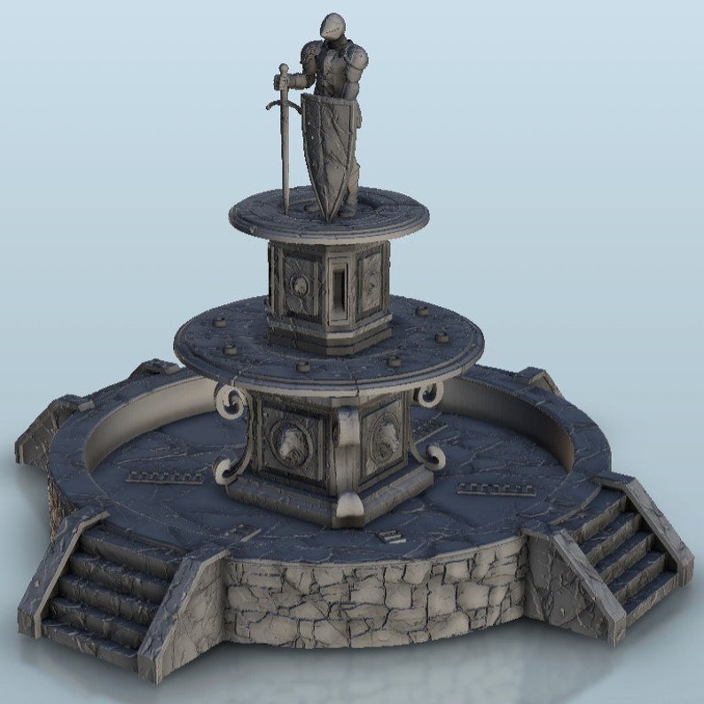 Fountain With Statue STL 3D Printing Warhammer Scenery - Etsy Hong Kong