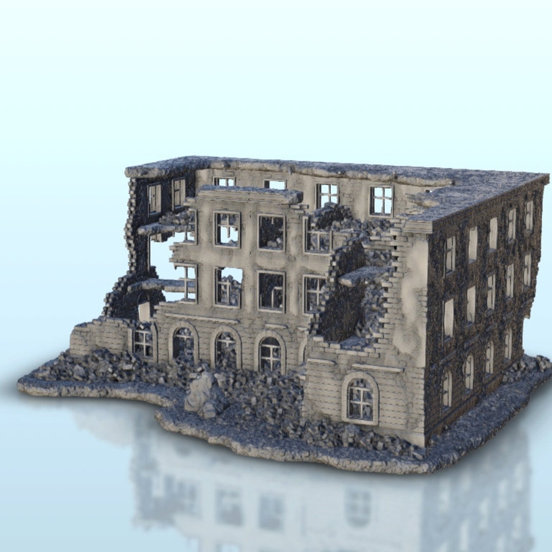 Large Urban Building in Ruins 22 - STL 3D Printing 40k Scenery Terrain ...