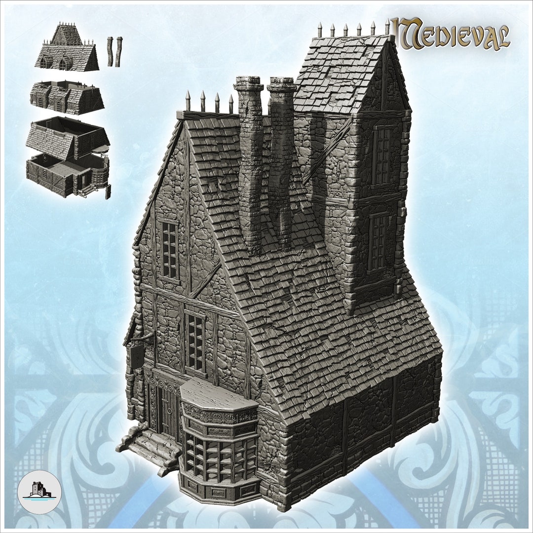 Medieval Manor With English-style Window, Roof Spikes - STL 3D Print ...