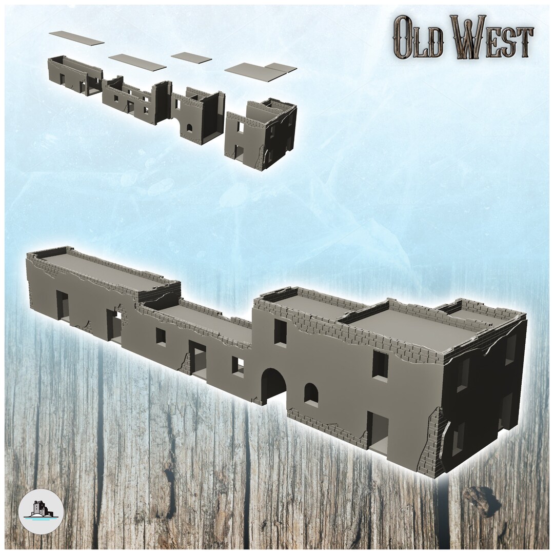 Western Buildings of the Alamo Fort With Flat Roofs (2) - STL ...