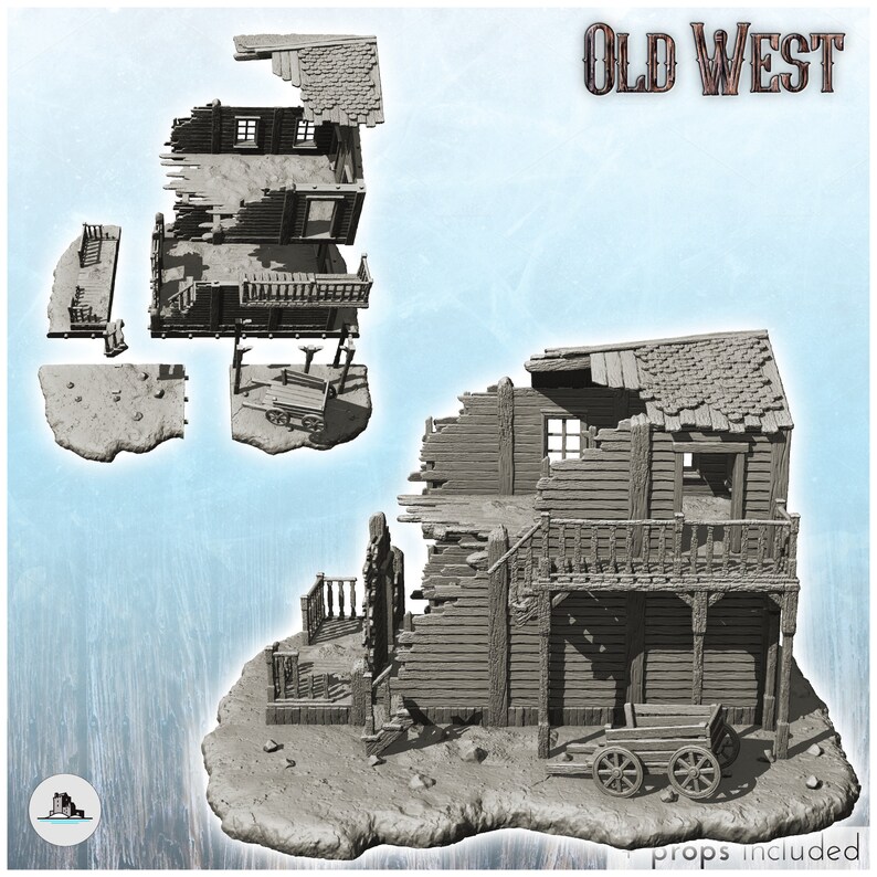Ruined Wooden Building With Damaged Stairs (+ Props) (29) - STL ...