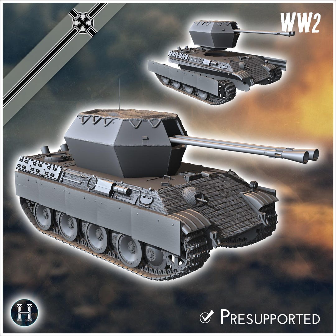 Panzer V Flakpanther 55 Mm (closed Version) - STL 3D Printing Ww2 Wwii ...
