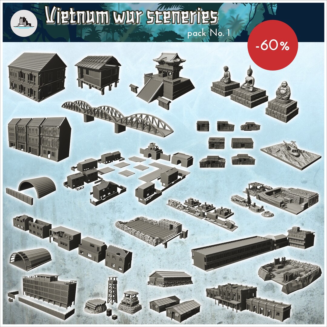 Vietnam War Sceneries Pack No. 1 - STL 3D Printing Printer Ww2 Ww1 ...