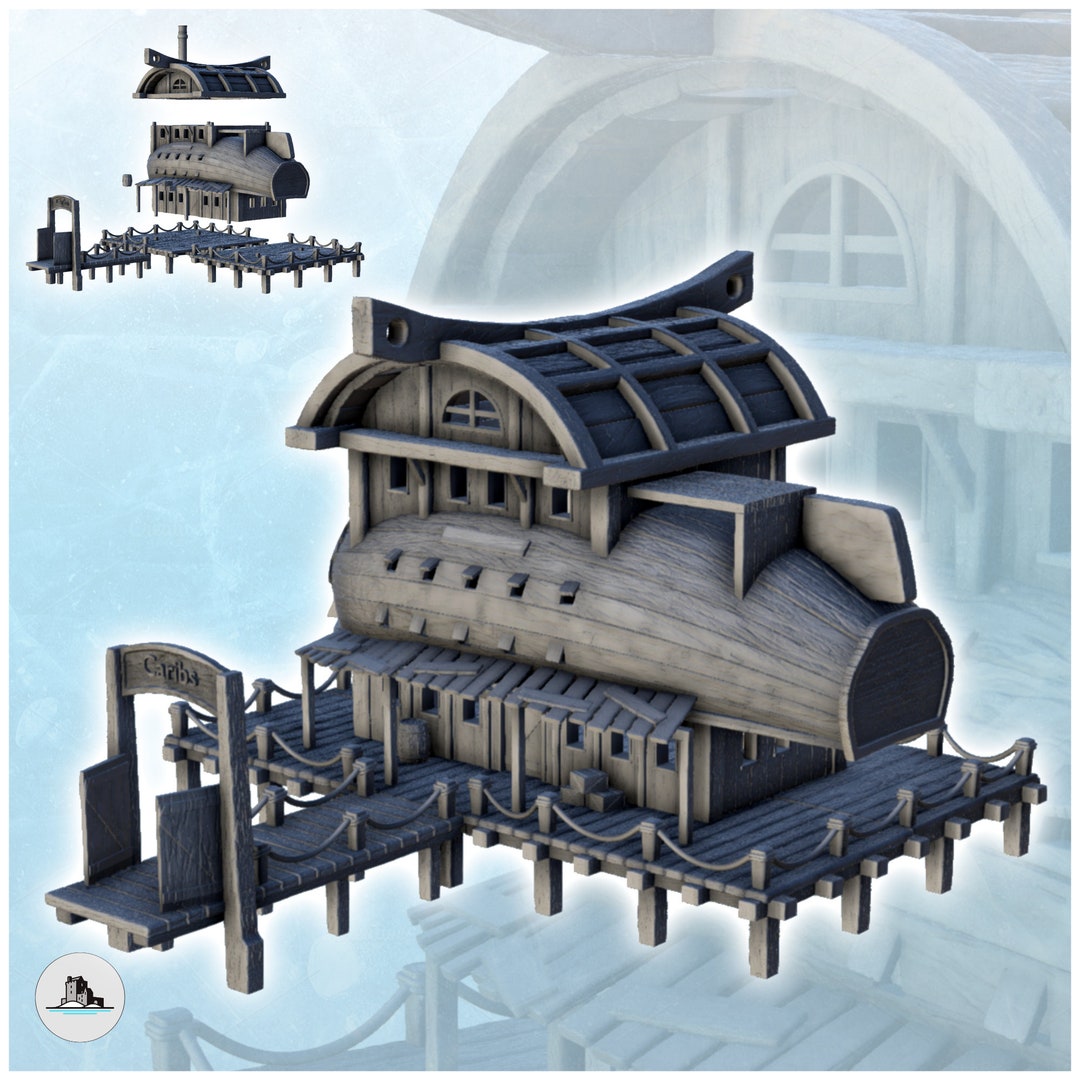 Medieval Wooden Pirate Harbor Building With Floors (4) - STL 3D ...