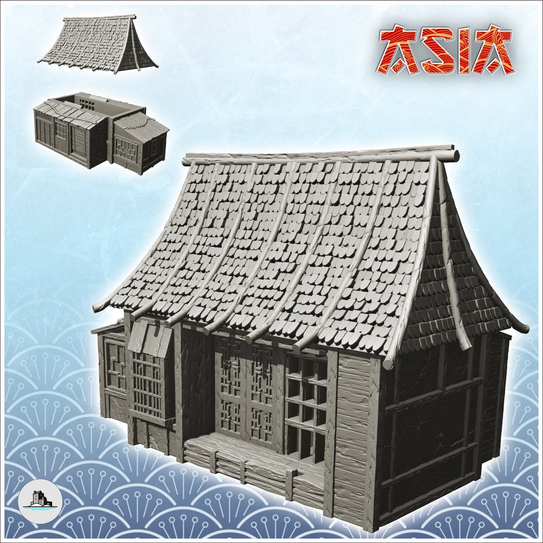 Asian House With Big Roof and Annex 25 STL 3D Printing Asian Japan ...