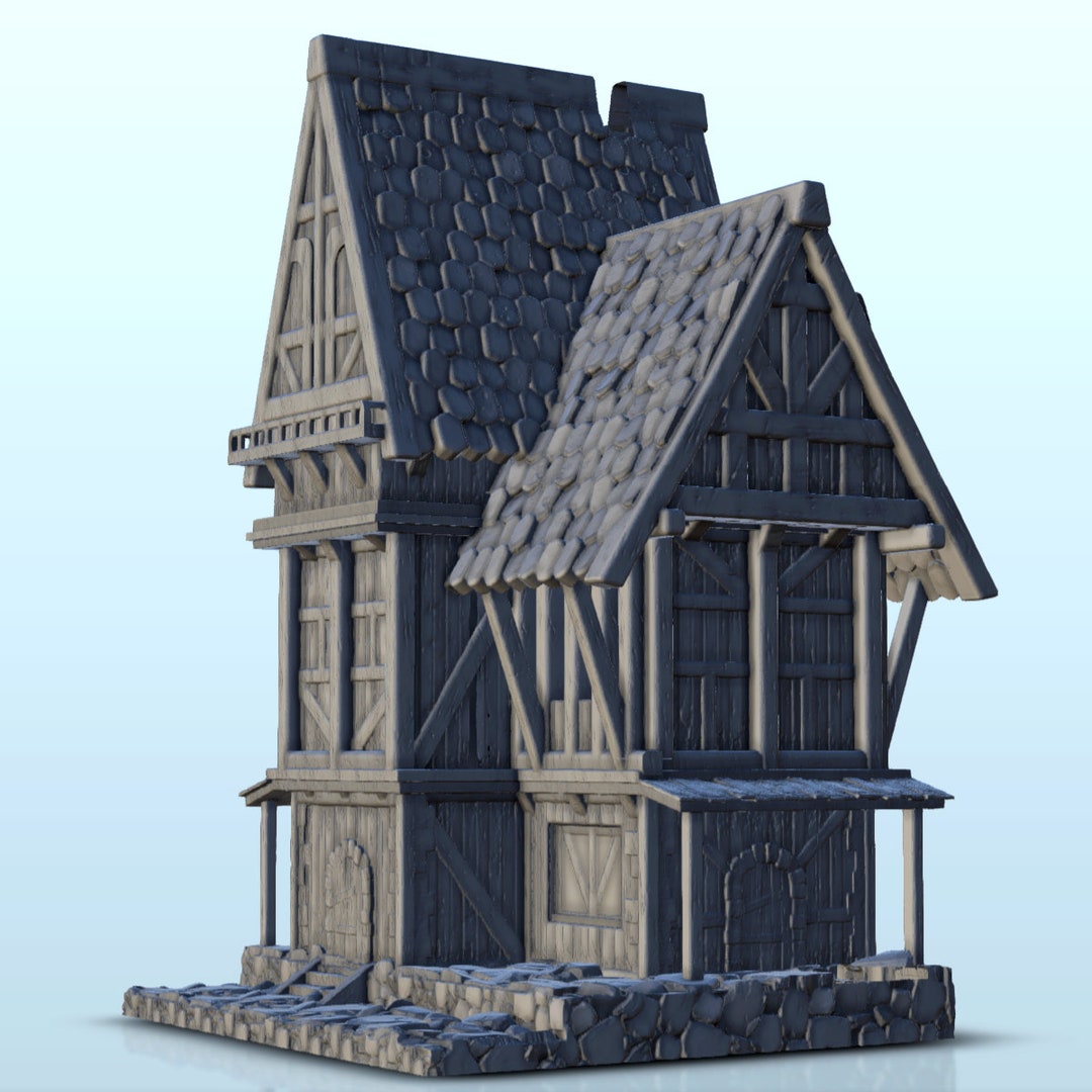 Large Multi-storey Medieval House With Terraces and Canopy (2) - STL 3D ...