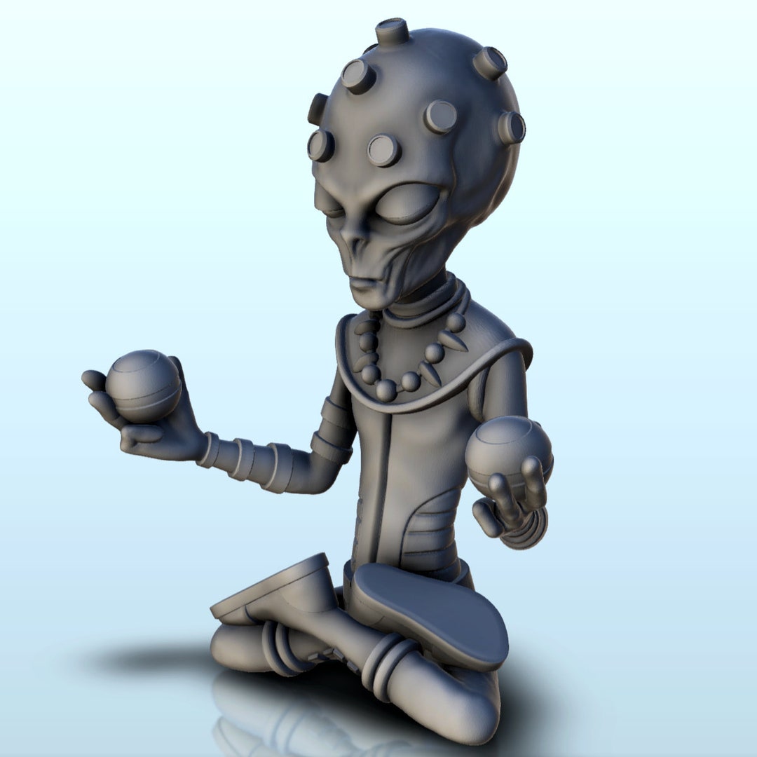 Alien Meditating (3) (+ Pre-supported Version & Rounded Base) - STL 3D ...