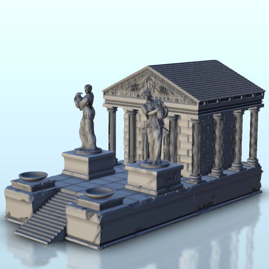 Temple With Stairs 9 - STL 3D Model Printing Ancient Classic Old ...