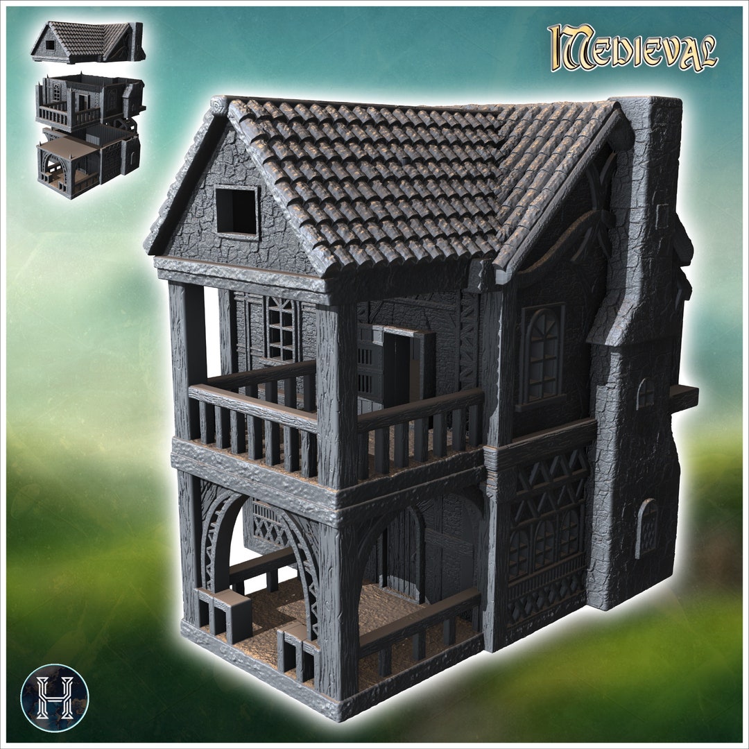 Medieval House With Fireplace, Carved Canopy STL 3D Print Dark Gothic ...