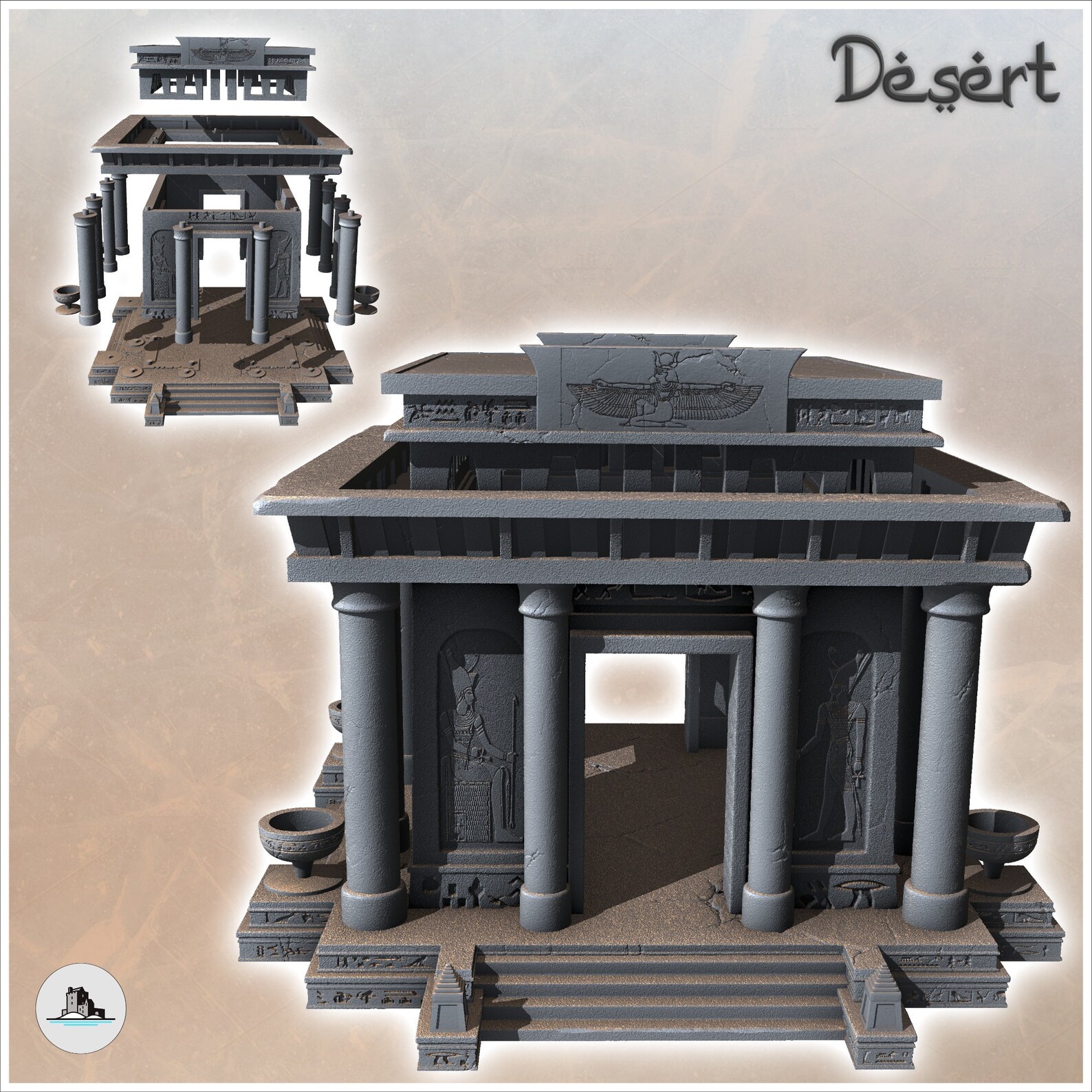 Desert Altar With Large Columns, Domes and Access Stairs (13) - STL 3D ...